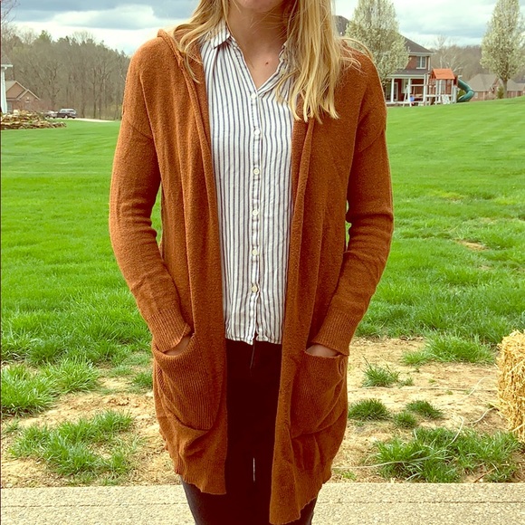 Hem & Thread | Sweaters | Rustbrown Hooded Cardigan | Poshmark